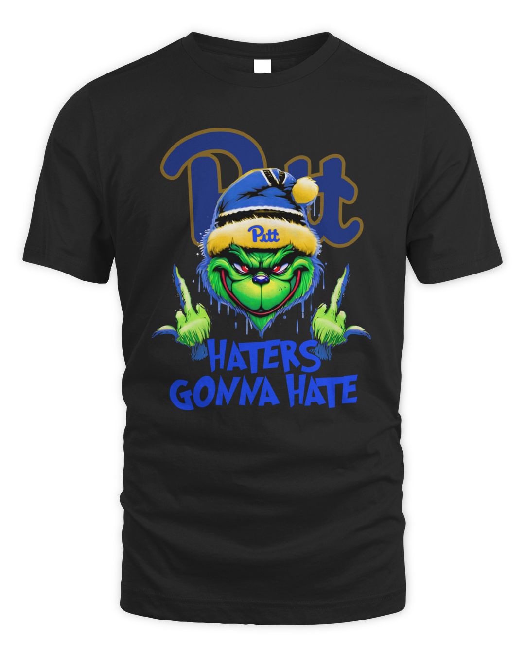 Pittsburgh Panthers Grinch Middle Finger Haters Gonna Hate Logo Shirt Black